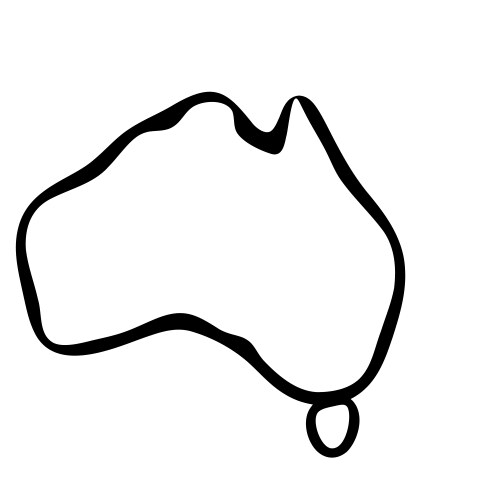 Australia - solid black silhouette map of country Vector Image