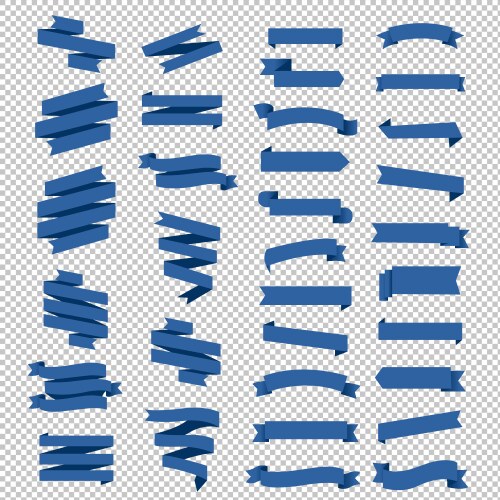 Blue ribbon set in isolated transparent background