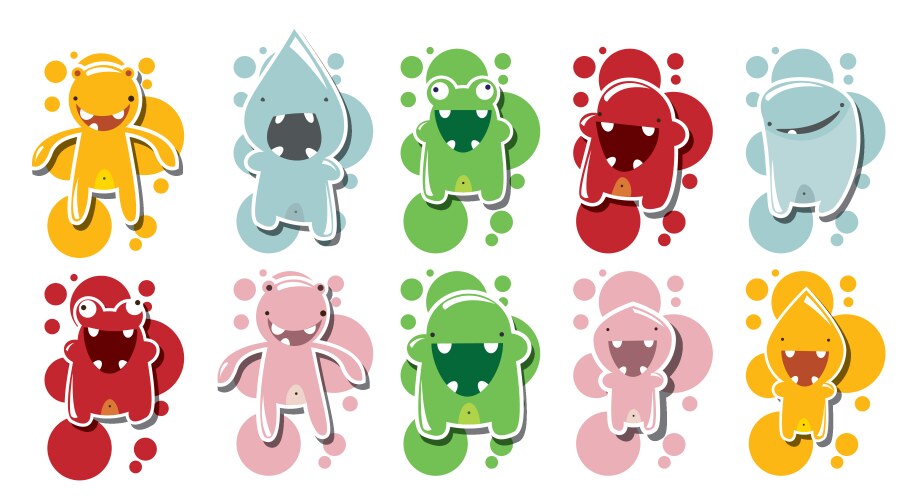 Cute colorful monsters Royalty Free Vector Image