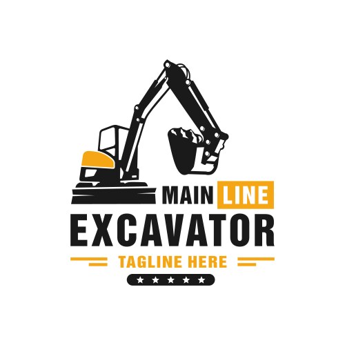 Excavator logo template heavy equipment Royalty Free Vector