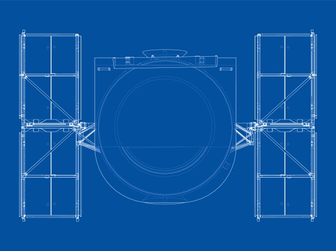 Radio telescope blueprint Royalty Free Vector Image