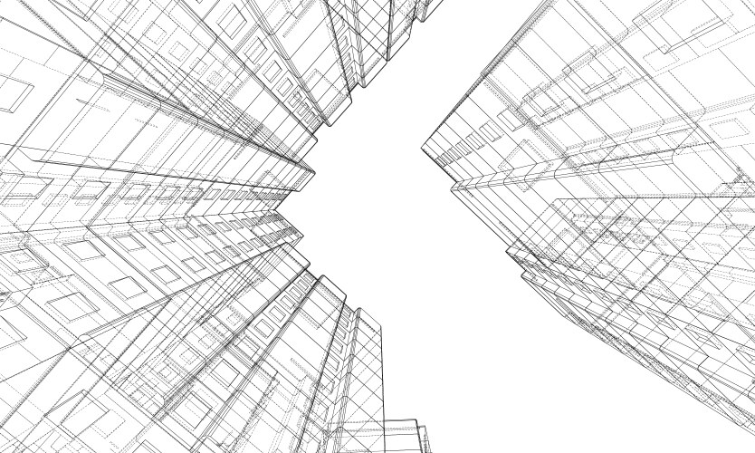 Wire-frame model a multi-storey building Vector Image