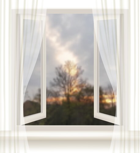 Open window of sunset background on beach Vector Image