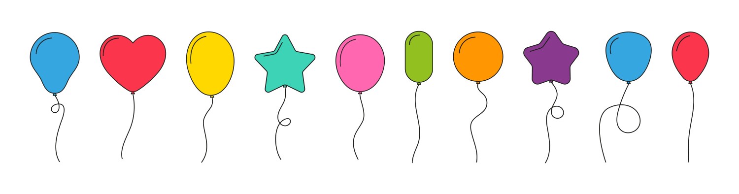 Bunch of Balloons Outline Vector Images (over 500)
