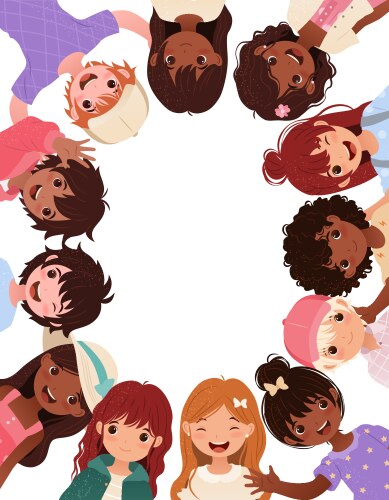 Banner with multiracial cartoon kids Royalty Free Vector