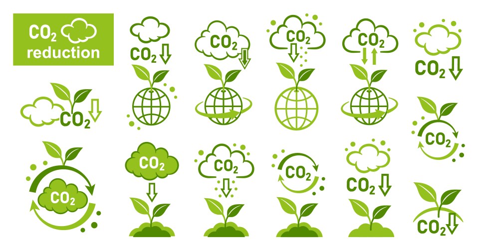 Co2 neutral icon set carbon gas emission Vector Image Co2 neutral icon set carbon gas emission Vector Image