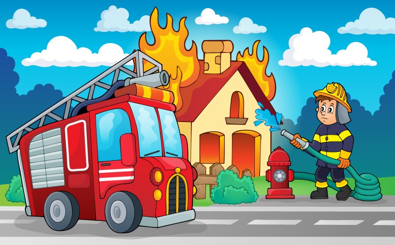 A firefighter helping service Royalty Free Vector Image