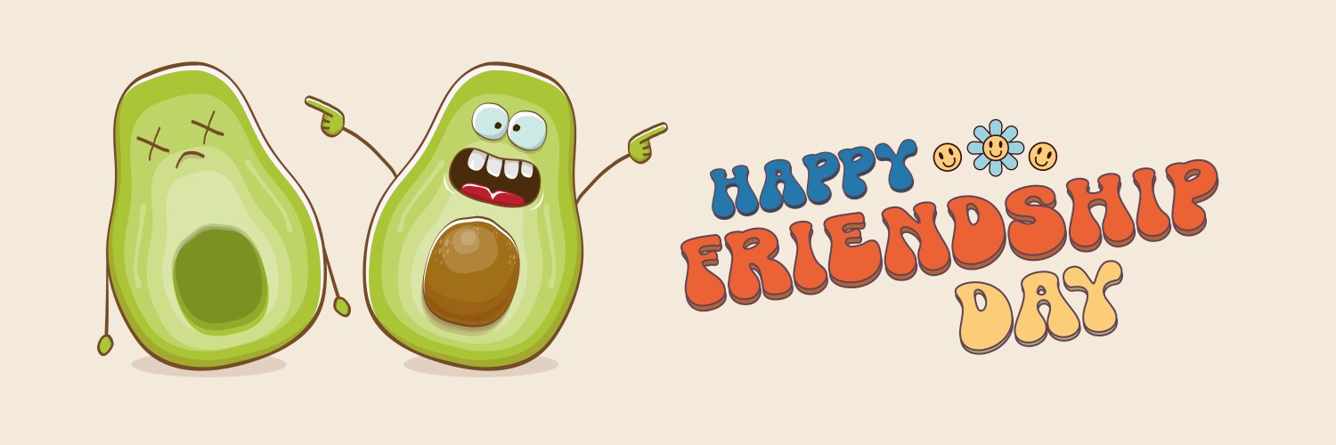 Happy friendship day cartoon comic horizontal Vector Image