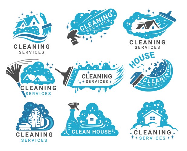 Simple cleaning service logotype Royalty Free Vector Image