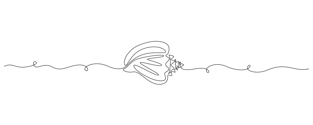 Open pearl shell continuous one line drawing Vector Image