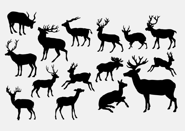 Deer silhouette set Royalty Free Vector Image - VectorStock