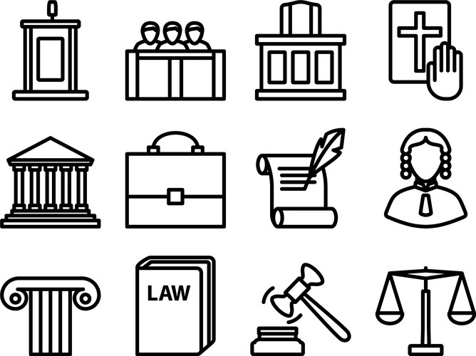 Lawyer icon set Royalty Free Vector Image - VectorStock