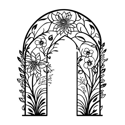 Wedding gate with ornament batik flower sketch – Royalty-Free Vector ...