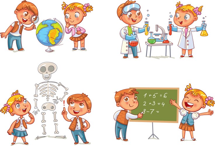 Boy learns count arithmetic lesson for toddlers Vector Image