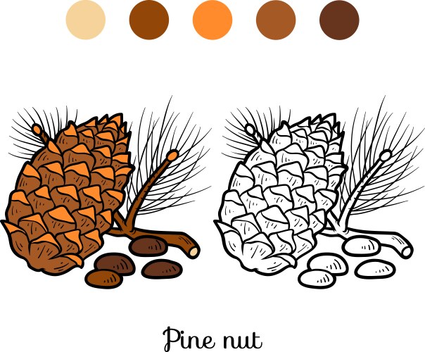 Walnuts cartoon coloring page Royalty Free Vector Image