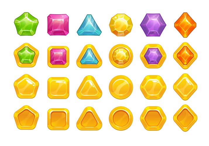 Funny cartoon colorful gems set Royalty Free Vector Image