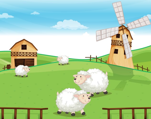 Set of cartoon smiling white sheeps Royalty Free Vector