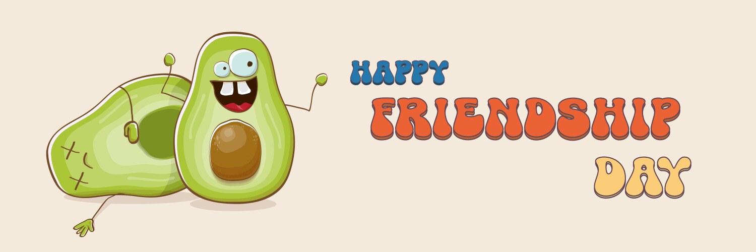 Happy friendship day cartoon comic horizontal Vector Image