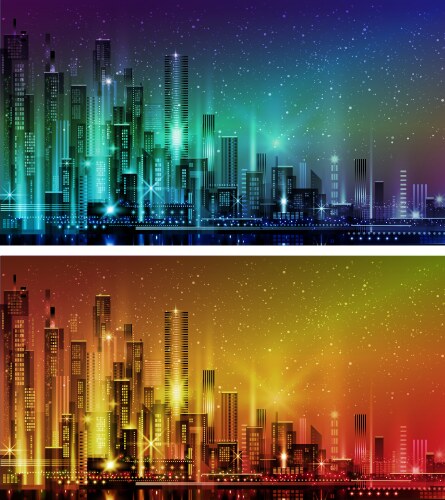 Night city colorful new york urban background Vector Image