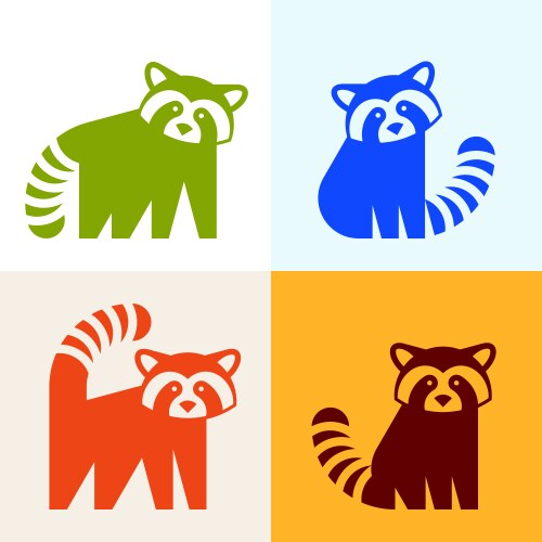 Set of red panda logo Royalty Free Vector Image