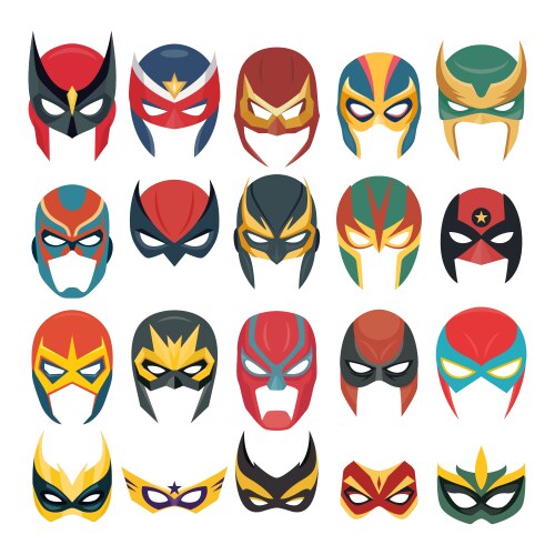 Super hero masks set Royalty Free Vector Image