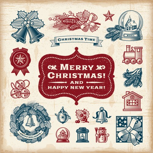 Vintage christmas advent calendar Royalty Free Vector Image