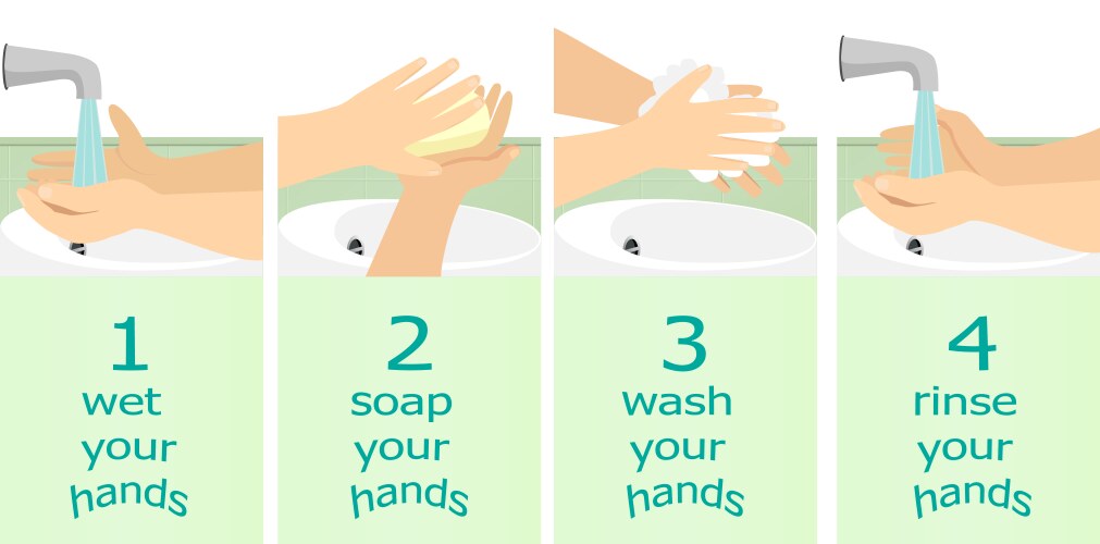 Washing hands properly infographic Royalty Free Vector Image
