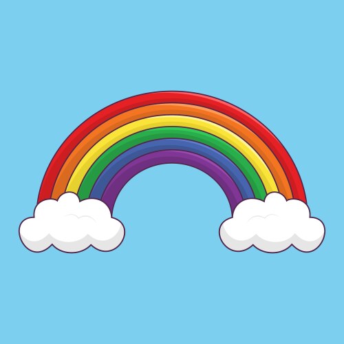 Rainbow flat style with clouds Royalty Free Vector Image