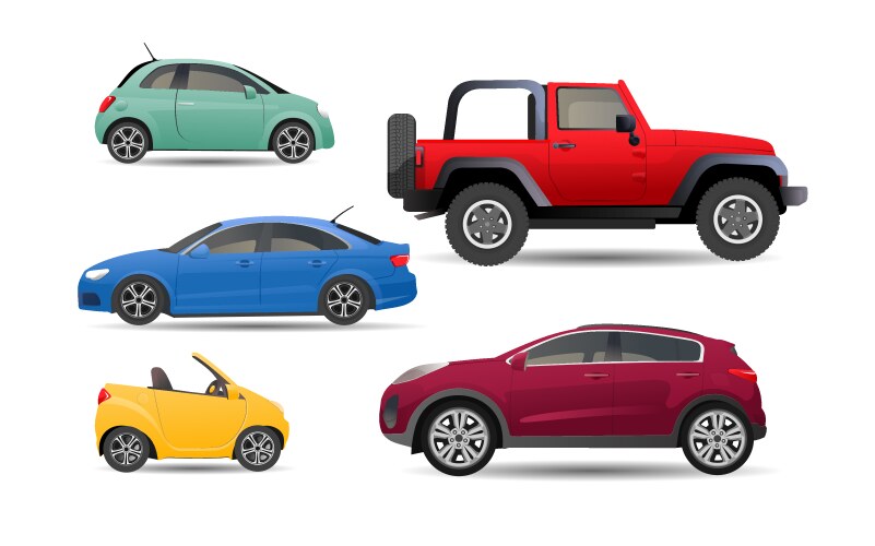 Four cars with different styles Royalty Free Vector Image