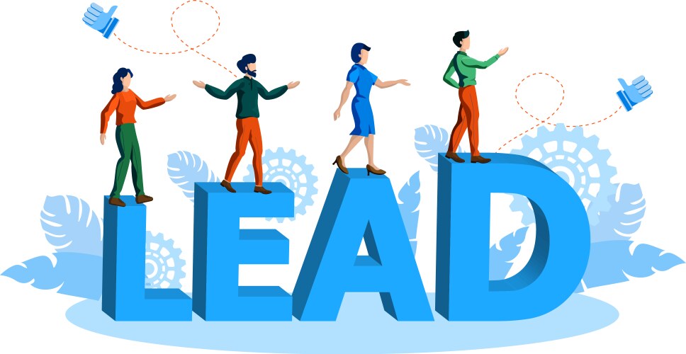 Team with leader word lead Royalty Free Vector Image