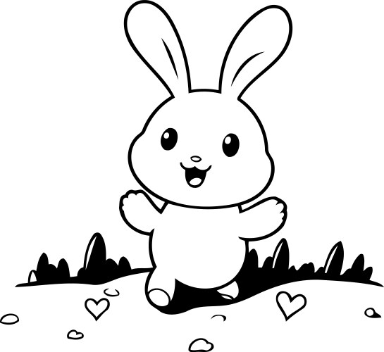 Cute cartoon white rabbit on red background Vector Image