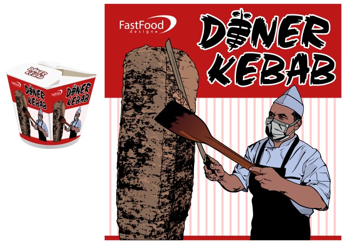 Donner kebab colorful seamless pattern Royalty Free Vector