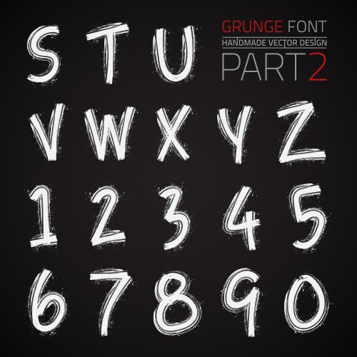 Hand drawn grunge font letters set Royalty Free Vector Image