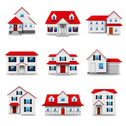 Smart house flat colored icon set Royalty Free Vector Image