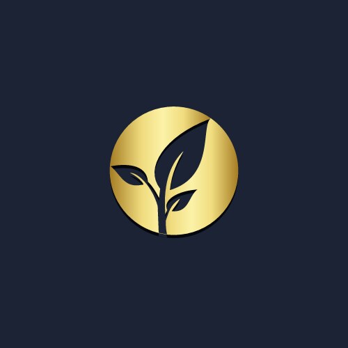 Leaf organic abstract gold logo Royalty Free Vector Image