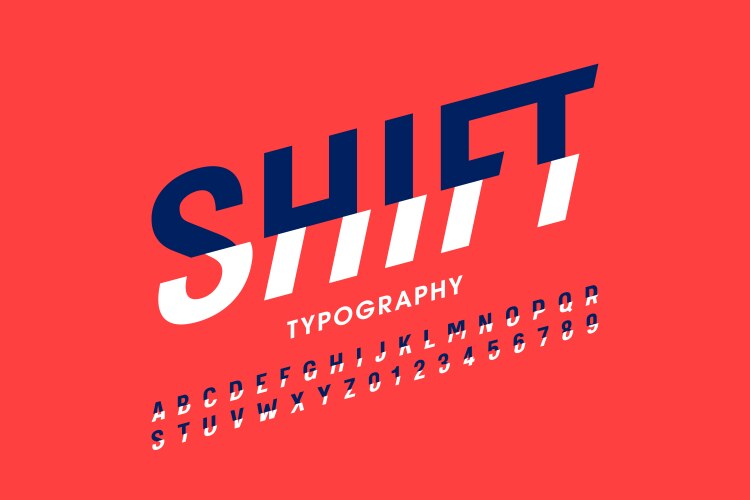 Shifted style modern font Royalty Free Vector Image
