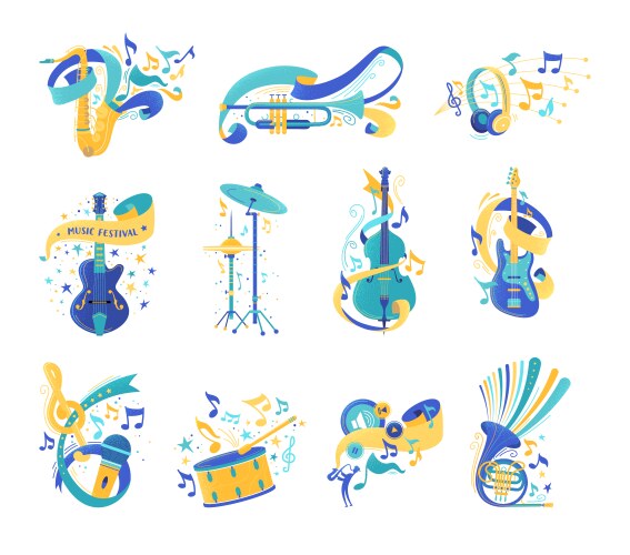 Colorful music notes Royalty Free Vector Image