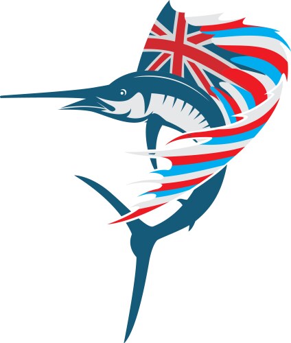 Little marlin fish cartoon animal Royalty Free Vector Image