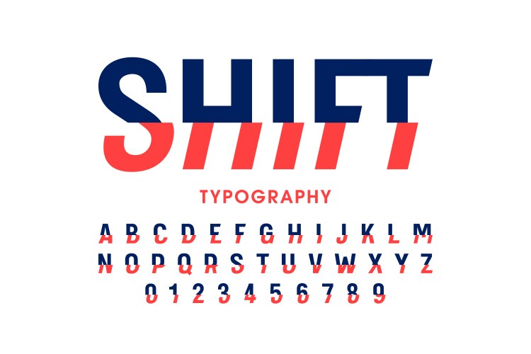Shifted style modern font Royalty Free Vector Image