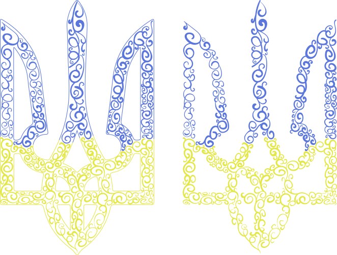 Ukrainian national emblem trident tryzub contour Vector Image