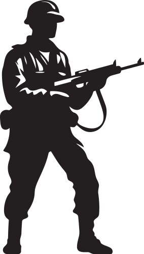 Army gunner emblem icon rifleman soldier black Vector Image