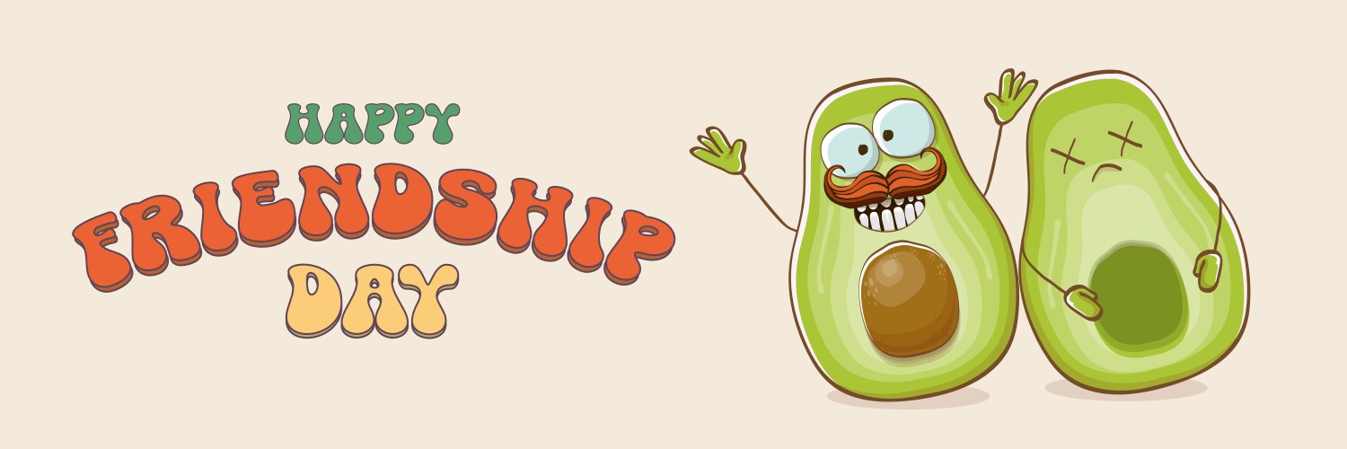 Happy friendship day cartoon comic horizontal Vector Image