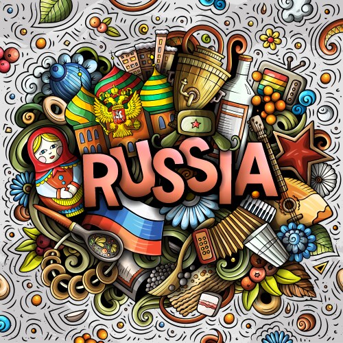 Russia hand drawn cartoon doodles Royalty Free Vector Image