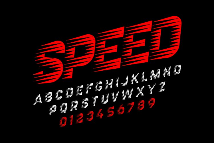 Speed letters set red race font italic bold Vector Image