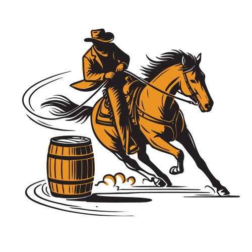 Western cowboy barrel racing competition Vector Image