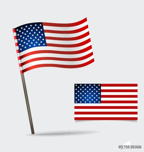 American flag on metal pole Royalty Free Vector Image