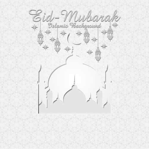 Eid Mubarak Islamic Greeting With Mosque Vector Image