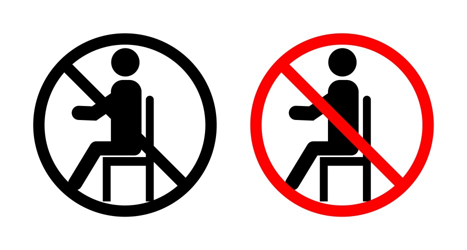 No sitting sign icon set ban Royalty Free Vector Image