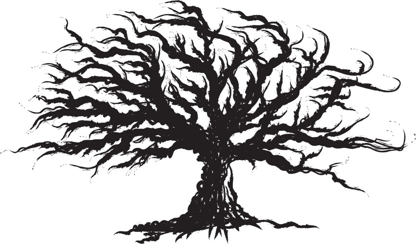 Dead Tree Silhouette With Roots