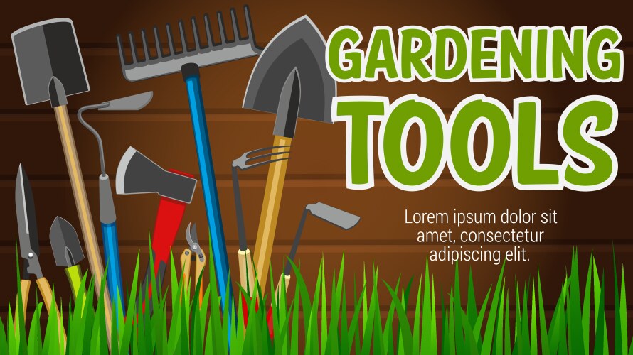 Gardening tool banner with agriculture equipment Vector Image